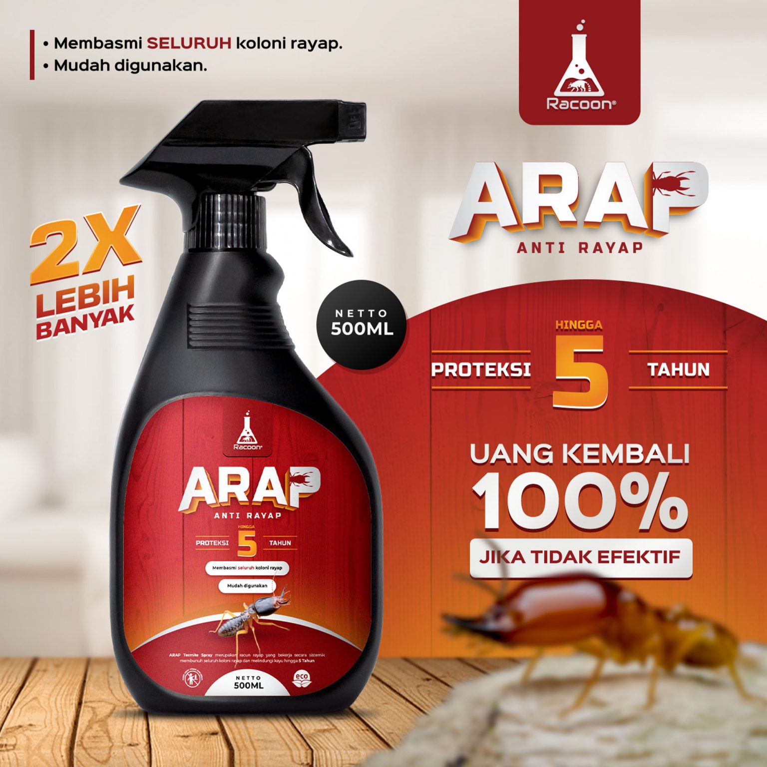 ARAP Spray – Obat Anti Rayap / Racun Rayap Semprot Cair – Racoon Official
